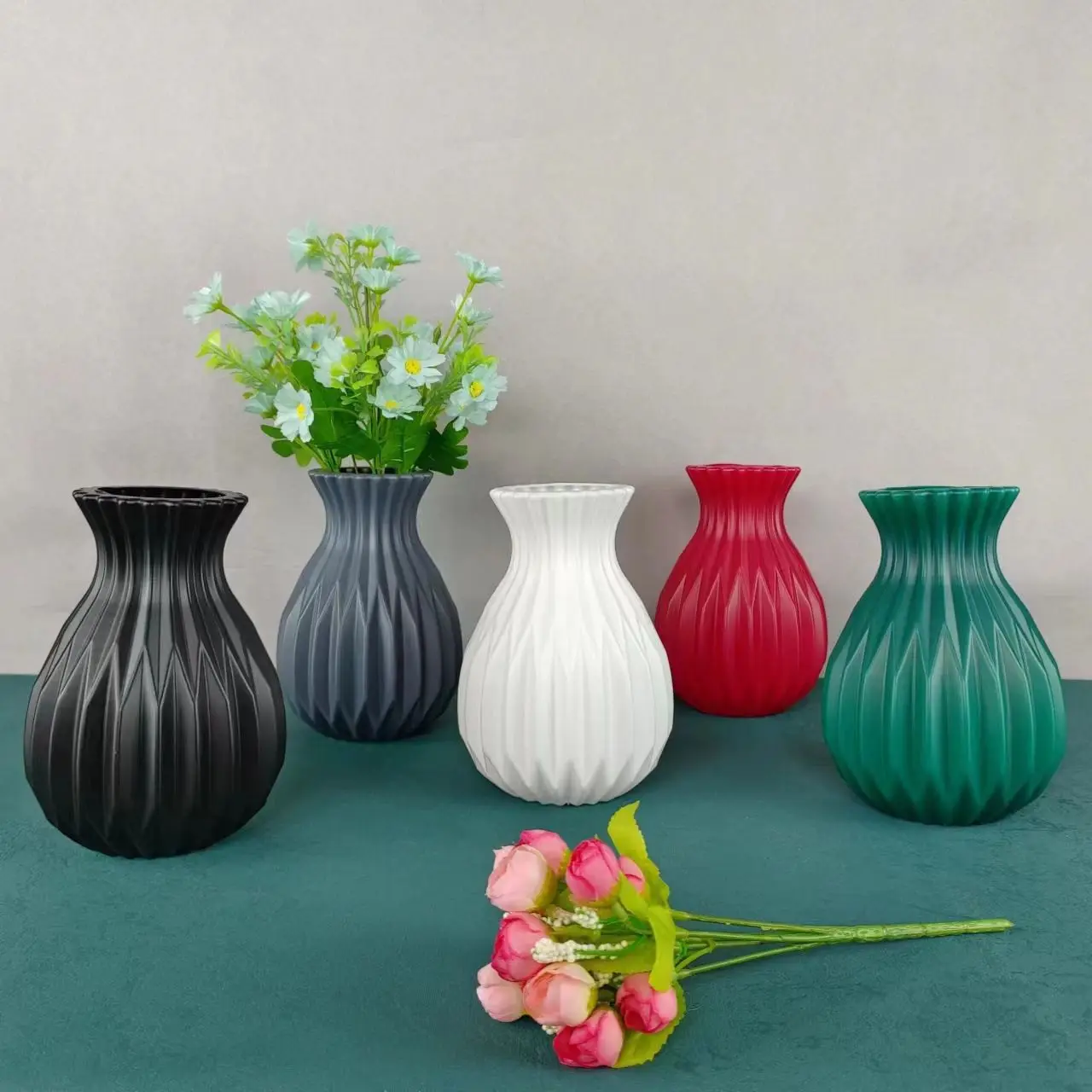 Plain Color Flower Vase with Embossed Design | Free Shipping!